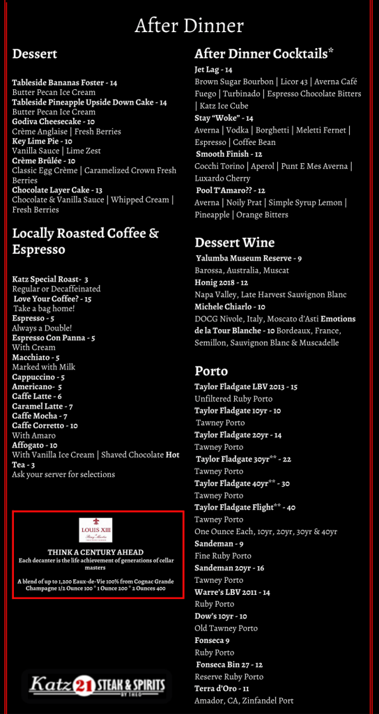 Dessert Menu – Katz 21